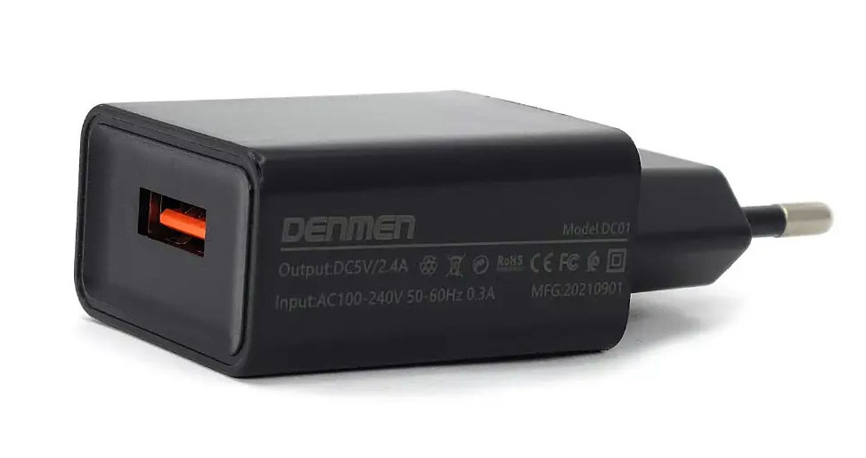 Мережевий зарядний пристрій Denmen DC01 2.4A 1USB Black (DM-DC01-BK) купити - ціна ...