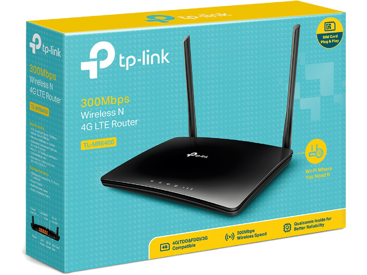 Маршрутизатор интернет WiFi4+4G TP-Link TL-MR6400 купить по низкой цене ...