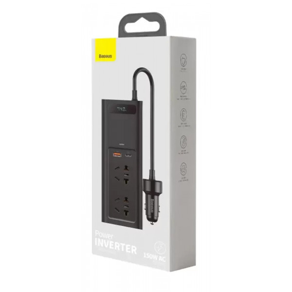 Инвертор для ноутбука автомобильный Baseus 150W 220V CN/EU Black (CRNBQ ...