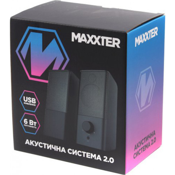 Комп'ютерна акустика компактна 2.0 Maxxter CSP-U001 Black купити - ціна, характеристики | Comfy
